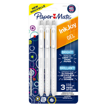 Paper Mate Inkjoy Gel Bright! Pens - Medium Point - 0.7mm - White - 3 ...