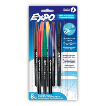Expo Wet Erase Markers - Ultra Fine Tip - Assorted Colours - Set of 8 ...