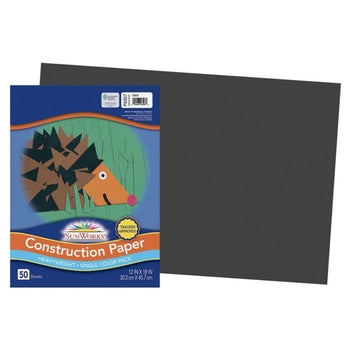Prang SunWorks Construction Paper - 12" x 18" - Black - 50 Sheets ...