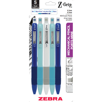 Zebra Z-Grip 5-Piece Mechanical Pencil Set - 0.7mm - Blue/White ...