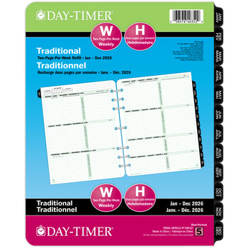 Day-Timer 2026 Dated Refill 2 Pages/Week Folio - 11" H x 8-1/2" W ...