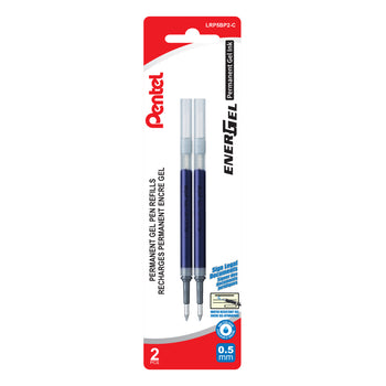 Pentel EnerGel Permanent Pen Refill - 0.5mm - Blue - 2 Pack | staples.ca