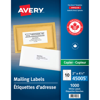 Avery Address Labels for Copiers - White - 4-1/4" x 2"- 1000 Pack ...