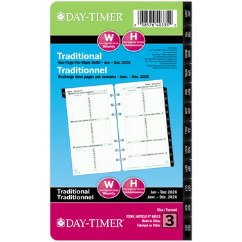 Day-Timer 2026 Dated Refill 2-Pages/Week Portable - 6-3/4" H x 3-3/4" W ...