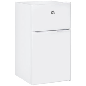 HOMCOM 3.2 cu ft Mini Fridge with Freezer and Reversible Doors - White ...