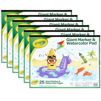 Crayola Giant Marker & Watercolor Pad - 25 Pages/Pad - 6 Pack | staples.ca