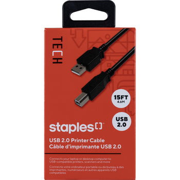 Staples USB-A/B Printer Cable - 15ft | staples.ca