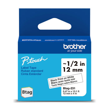 Brother Genuine BTAG231 Label Tape for P-touch Label Makers - Black on ...