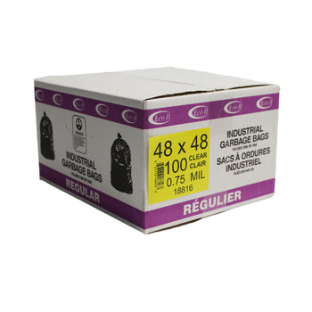 Eco II Garbage Bags - 48" X 48" - 0.75MIL - Clear - 100 Pack | staples.ca