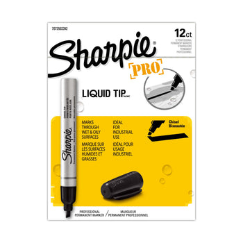 Sharpie Pro Liquid Tip Permanent Markers - Chisel Tip - Black - 12 Pack ...