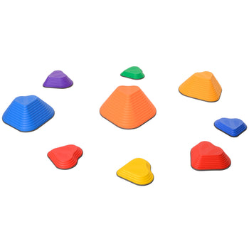 Qaba Kids Stackable Heart-Shaped Balance Stepping Stones 9-Piece Set ...