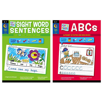 Creative Teaching Press Cut And Paste Letters And Sight Words 2-Book ...
