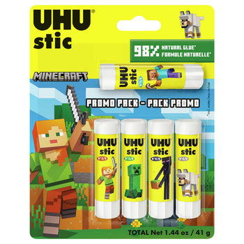 UHU Washable White Glue Stick - Minecraft Theme - 5 Pack | staples.ca