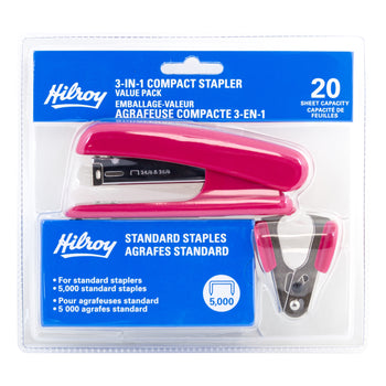 Hilroy 3-In-1 Compact Stapler Value Pack - Assorted Colours | staples.ca