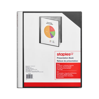 Staples Multipocket Poly Presentation Folders - 10-pocket - Black ...
