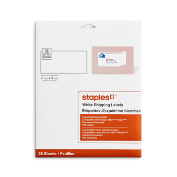 Staples White Shipping Labels - For Use With Inkjet/Laser Printers - 4 ...