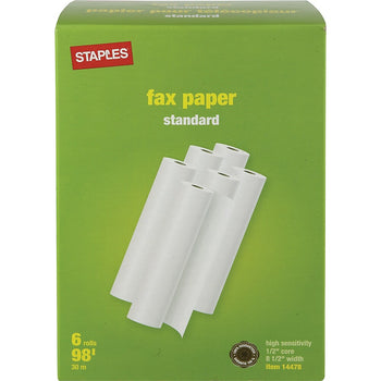 Staples Thermal Fax Paper Roll - 8-1/2" x 98' - 6 Pack | staples.ca