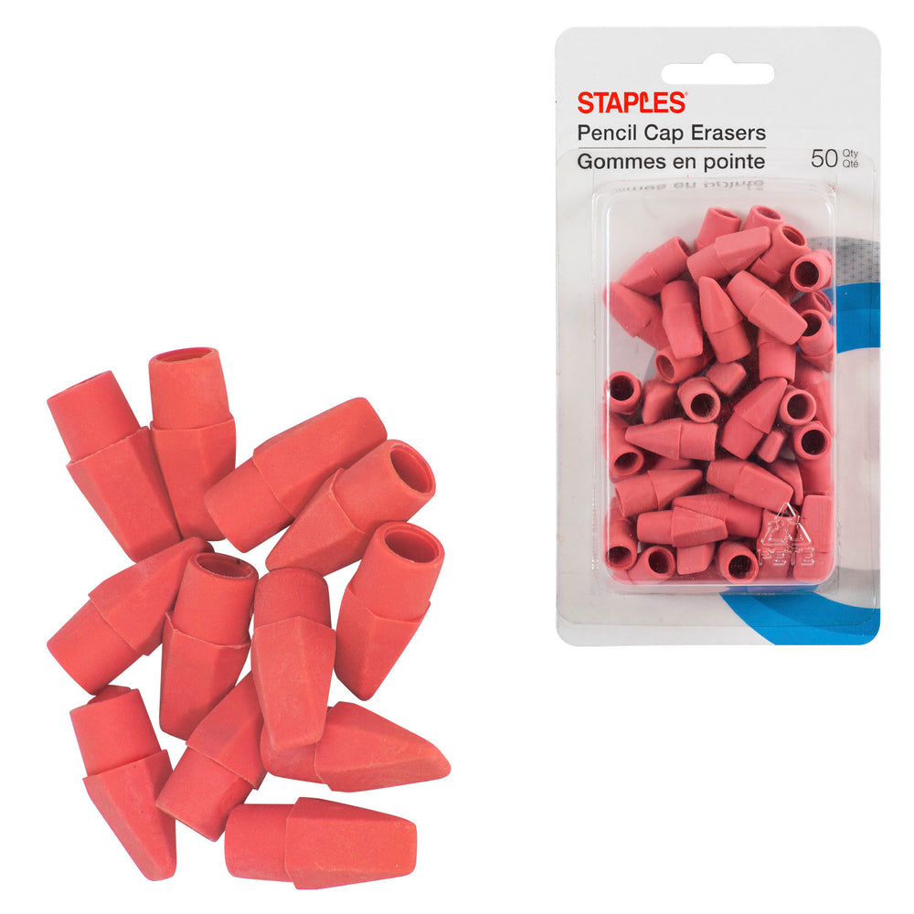 Staples Arrowhead Eraser Caps - 50 Pack | staples.ca