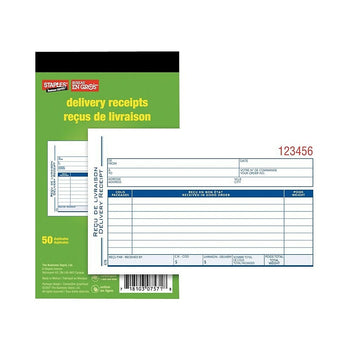 Staples Delivery Receipt Forms - Carbonless - Duplicate - Bilingual ...