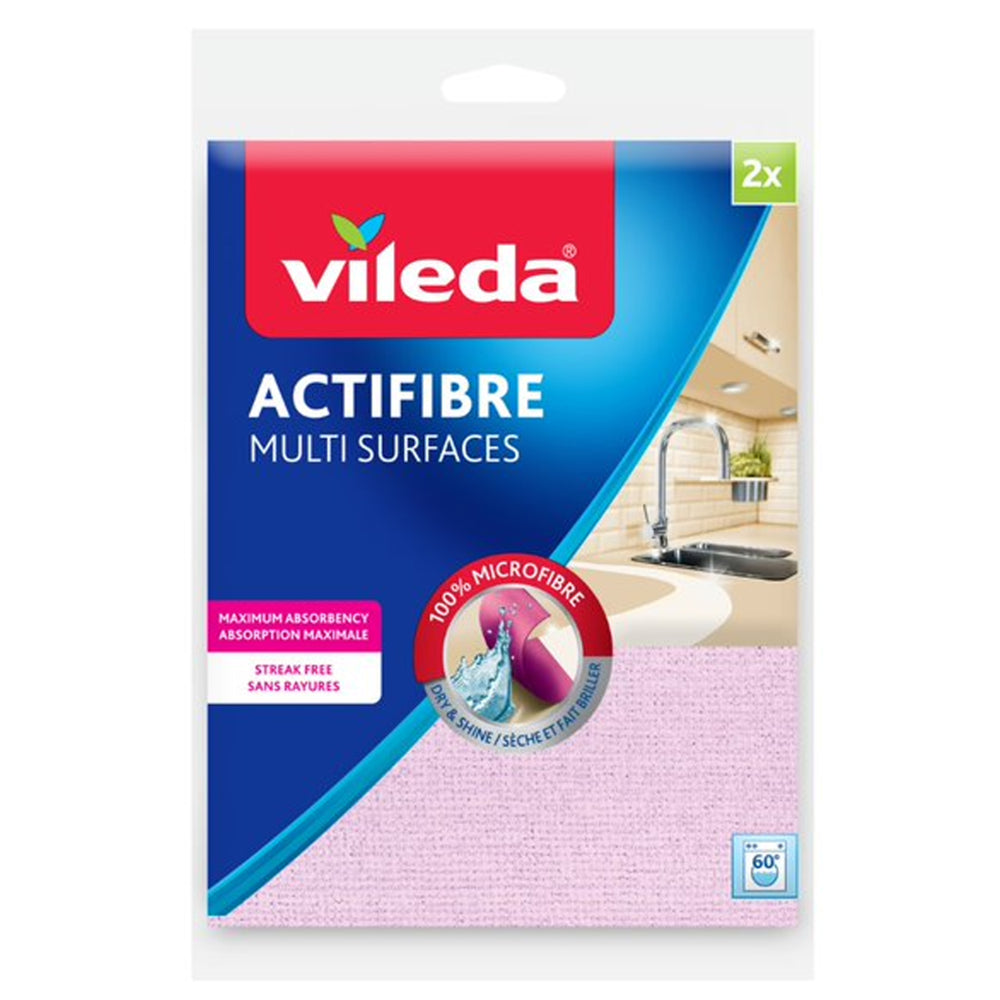 Vileda Actifibre Multi-Surface Cloths - 2 Pack | staples.ca