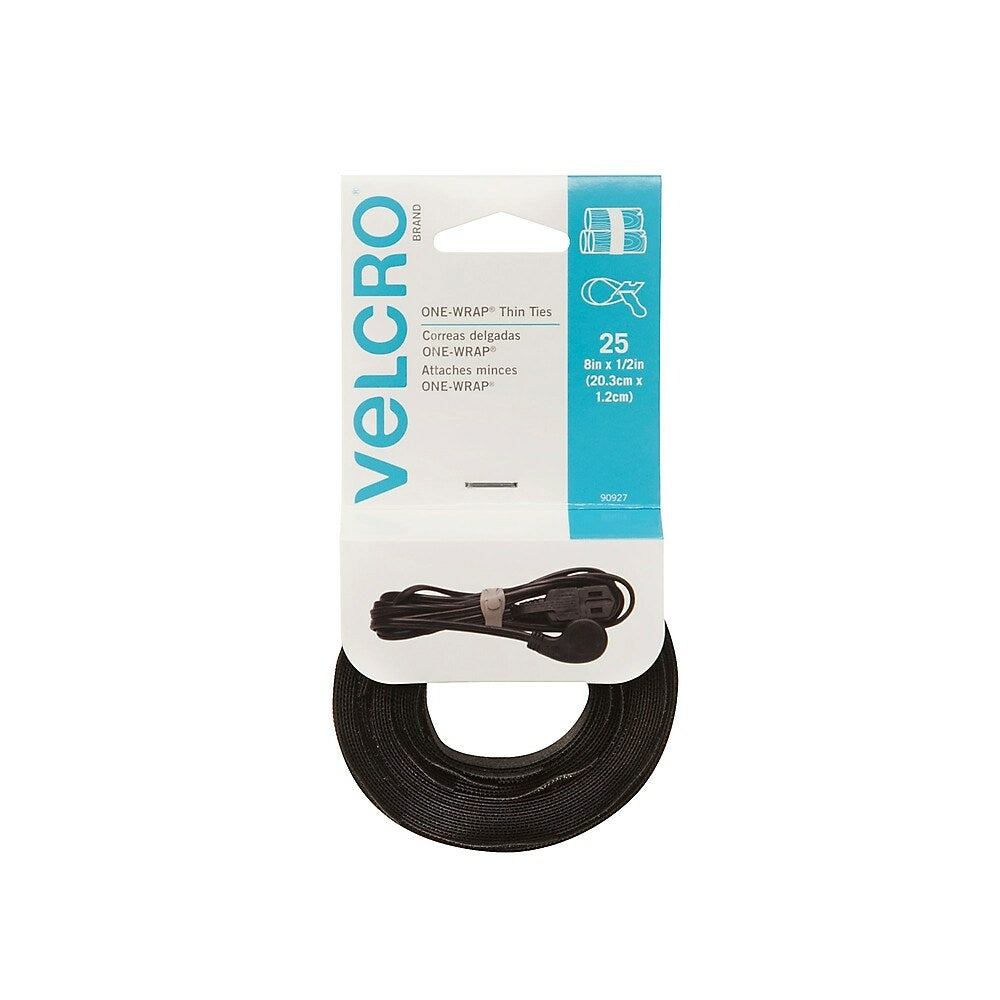 Velcro Reuseable Ties, Black, 25 Pack | staples.ca