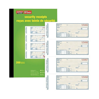 Staples Bilingual Security Receipt Book - Duplicate Carbonless Copies ...