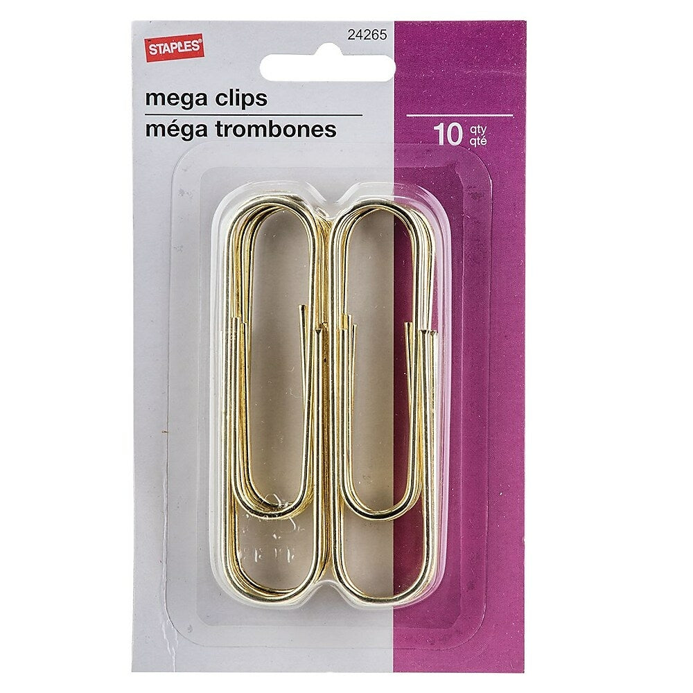 Staples Giant Paper Clips - Gold - 10 Pack | staples.ca