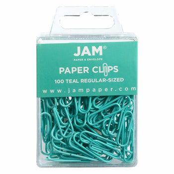 JAM Paper Colored Standard 1" Paper Clips - Teal - 2 Packs of 100 ...