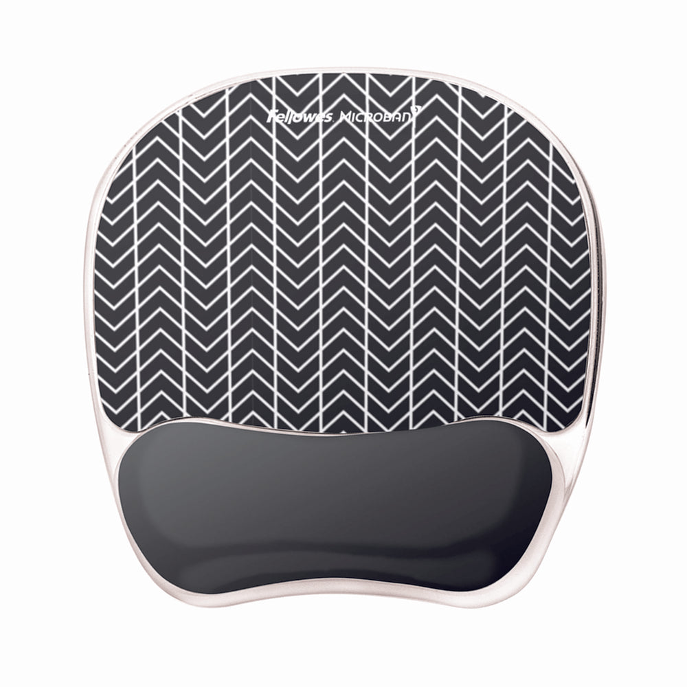 Fellowes Photo Gel Mouse Pad Wrist Rest with Microban - Black Chevron ...