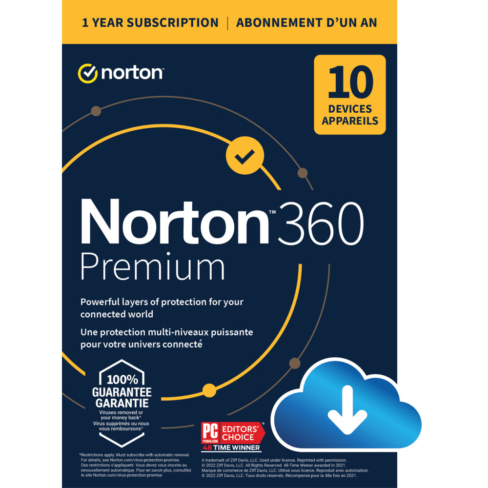 Norton 360 Premium 75 GB Antivirus & Internet Security - 10 Devices - 1 ...