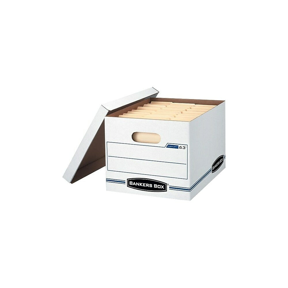 Bankers Box EasyLift Storage Box, White/Blue, 12 Pack | staples.ca