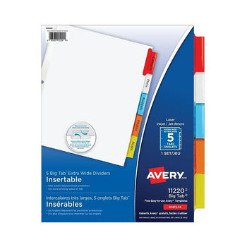 Avery 9" x 11" Big Tab Extra Wide Insertable Dividers for Laser and ...
