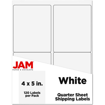 JAM Paper Extra Large Shipping Address Labels - 4" x 5" - White - 120 ...
