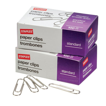 Staples # 1 Size Paper Clips - Smooth - 100 Clips/Pack - 5 Pack ...