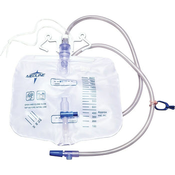 Medline Urinary Drainage Bags with Anti-reflux Device, 2000 mL, Slide ...