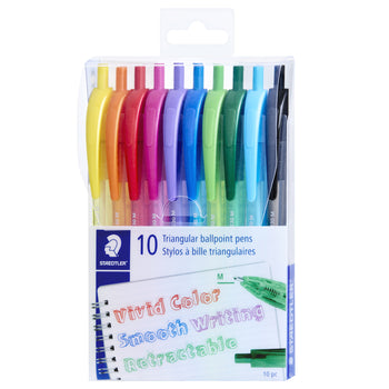 Staedtler Triangular Ball Pen - Assorted Colours - 10 Pack | staples.ca