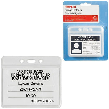Staples Heavy Duty Horizontal Badge Holders - 2-5/8" L x 3-7/8" W ...