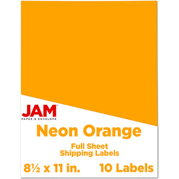 JAM Paper Full Page Sticker Paper Shipping Labels - 8-1/2" x 11" - Neon ...