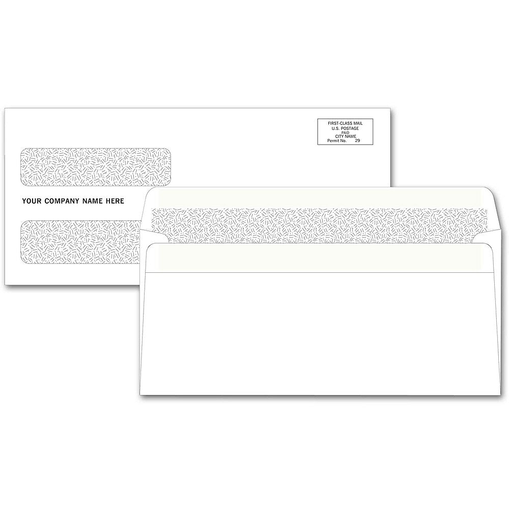 Deluxe Double Window Confidential Self-Seal Envelopes, 9" x 4-1/8", 500 ...