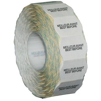 Meto 1522 2-Line White Meilleur Avant/Best Before Labels 1125/RL, 14 ...