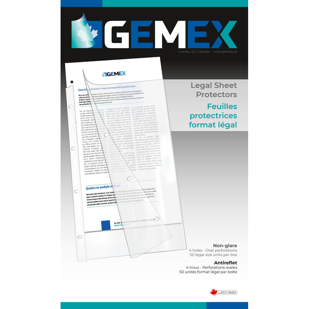 Gemex Vinyl Sheet Protectors with Matte Finish, Clear, Legal Size, 4/ ...