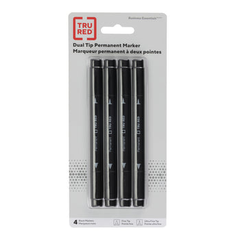 TRU Red Permanent Markers - Twin Tip - Black - 4 Pack | staples.ca