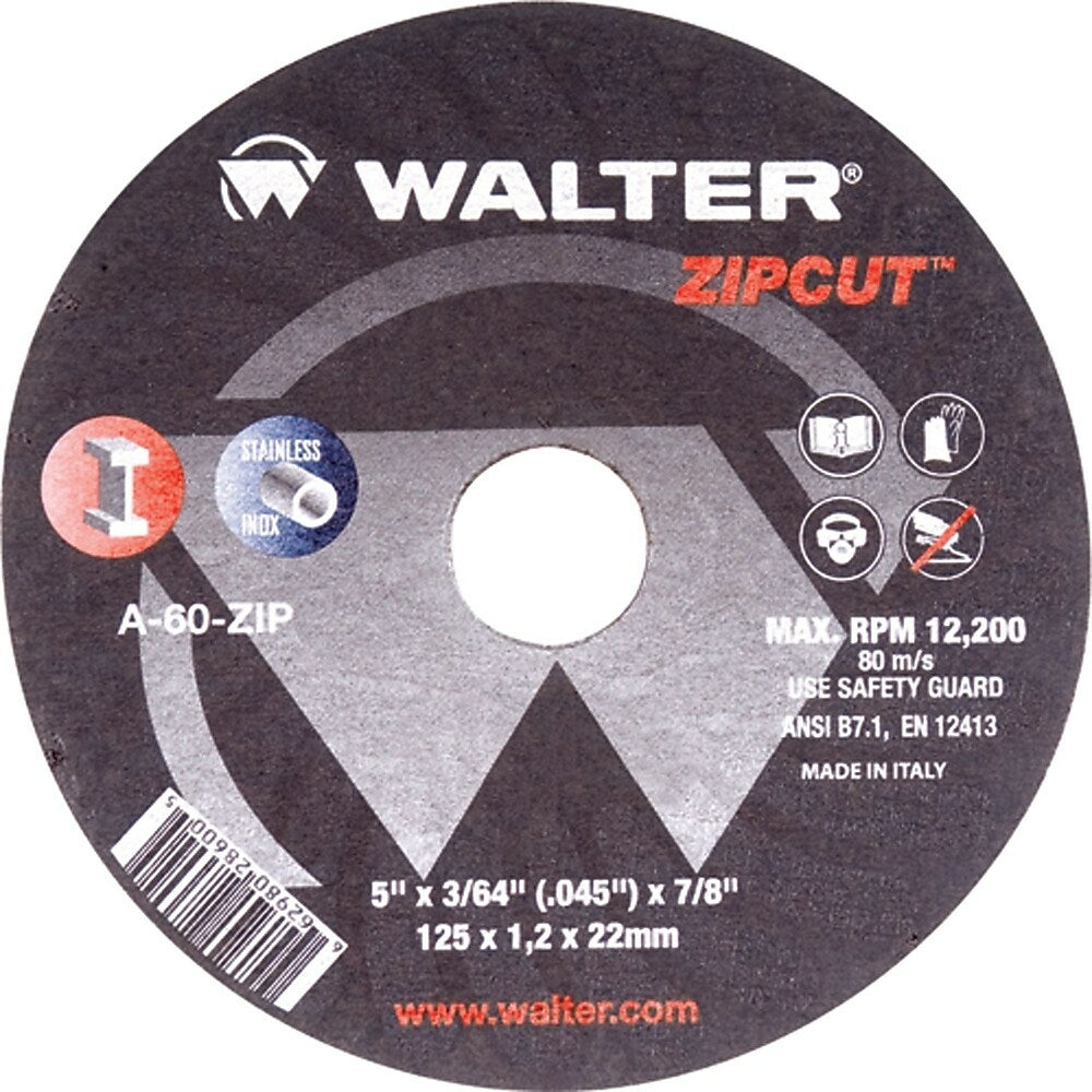 Walter Surface Technologies Zipcut Reinforced Cut-Off Wheel, 6" x 3/64 ...