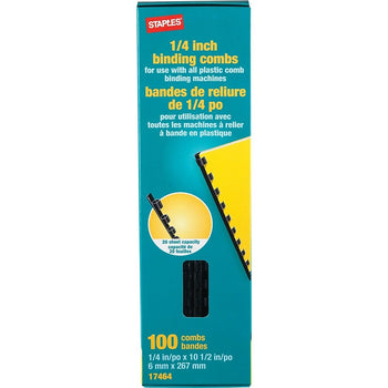 Staples Plastic Binding Combs, 1/4", Black, 100-Pack | staples.ca
