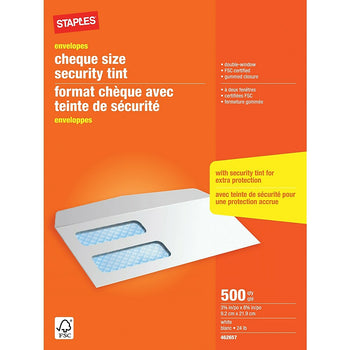 Staples #8 Double Window Security Envelopes with Gummed Flaps - 3-5/8 ...