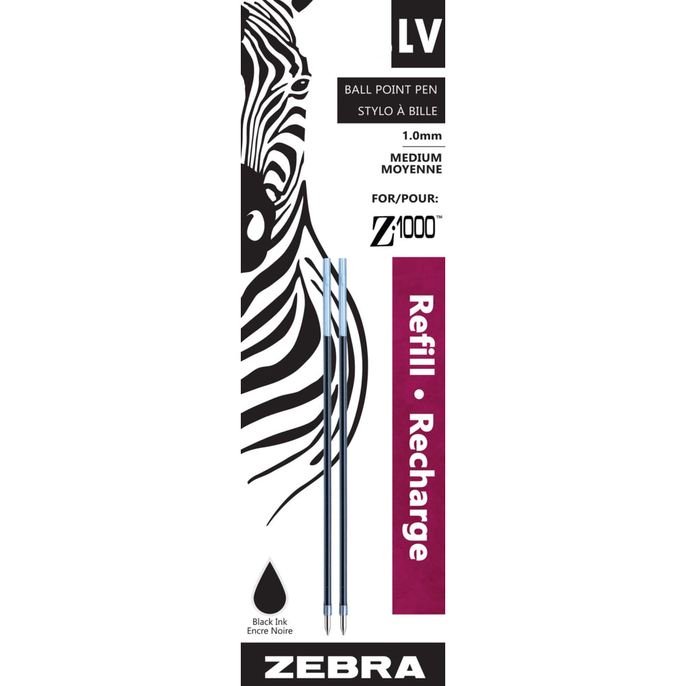 Zebra LV Refill for Z - 1000 StylusPen, Medium 10mm, Black, 2 Pack ...