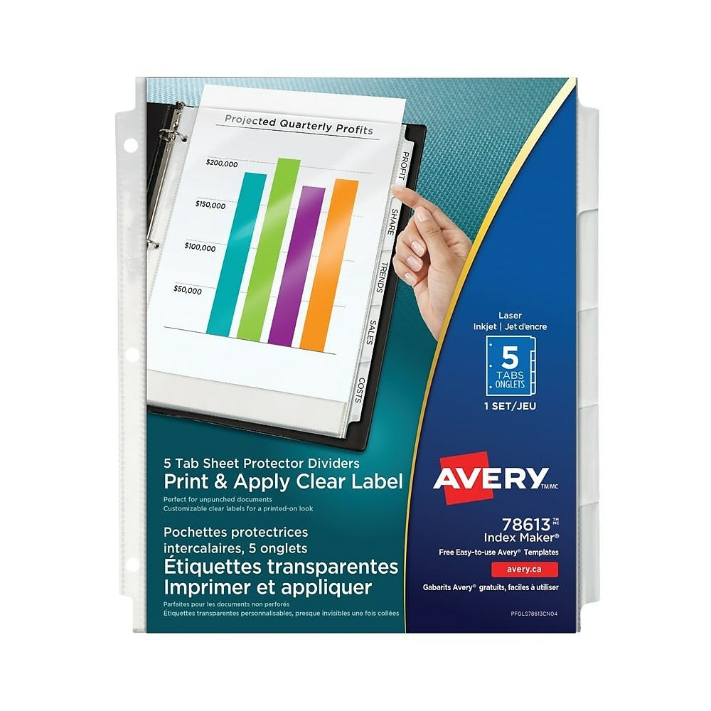 Avery Index Maker Print and Apply Clear Label Sheet Protector Dividers ...
